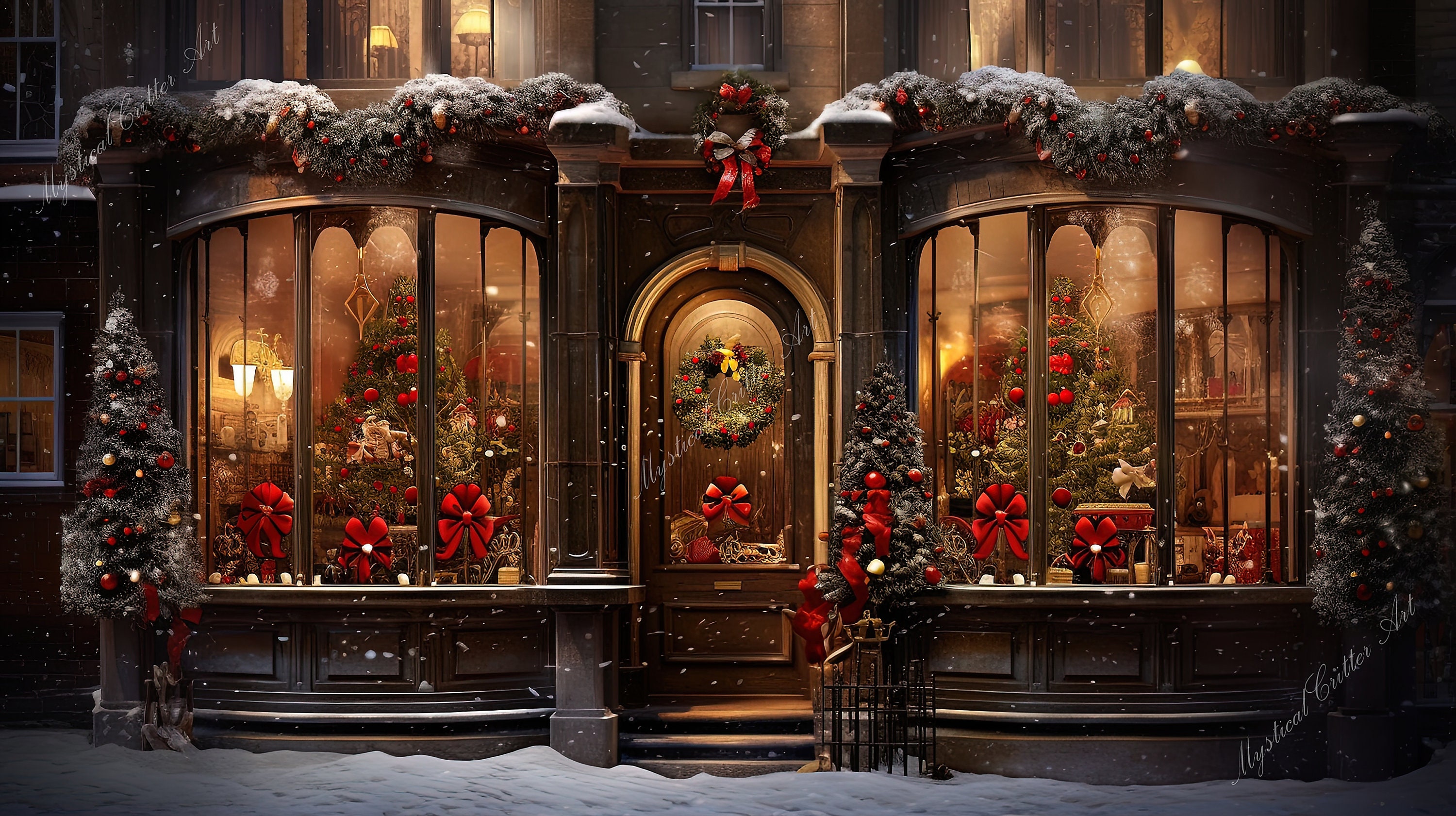 Festive Christmas Store Front Desktop Wallpapers, Instant Digital ...