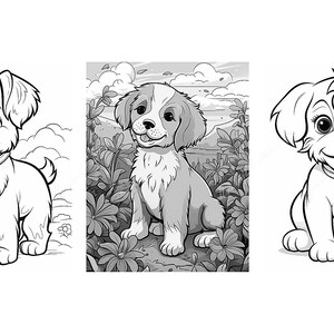Cute Puppy Coloring Book, Printable Dog Coloring Pages for Adults and ...