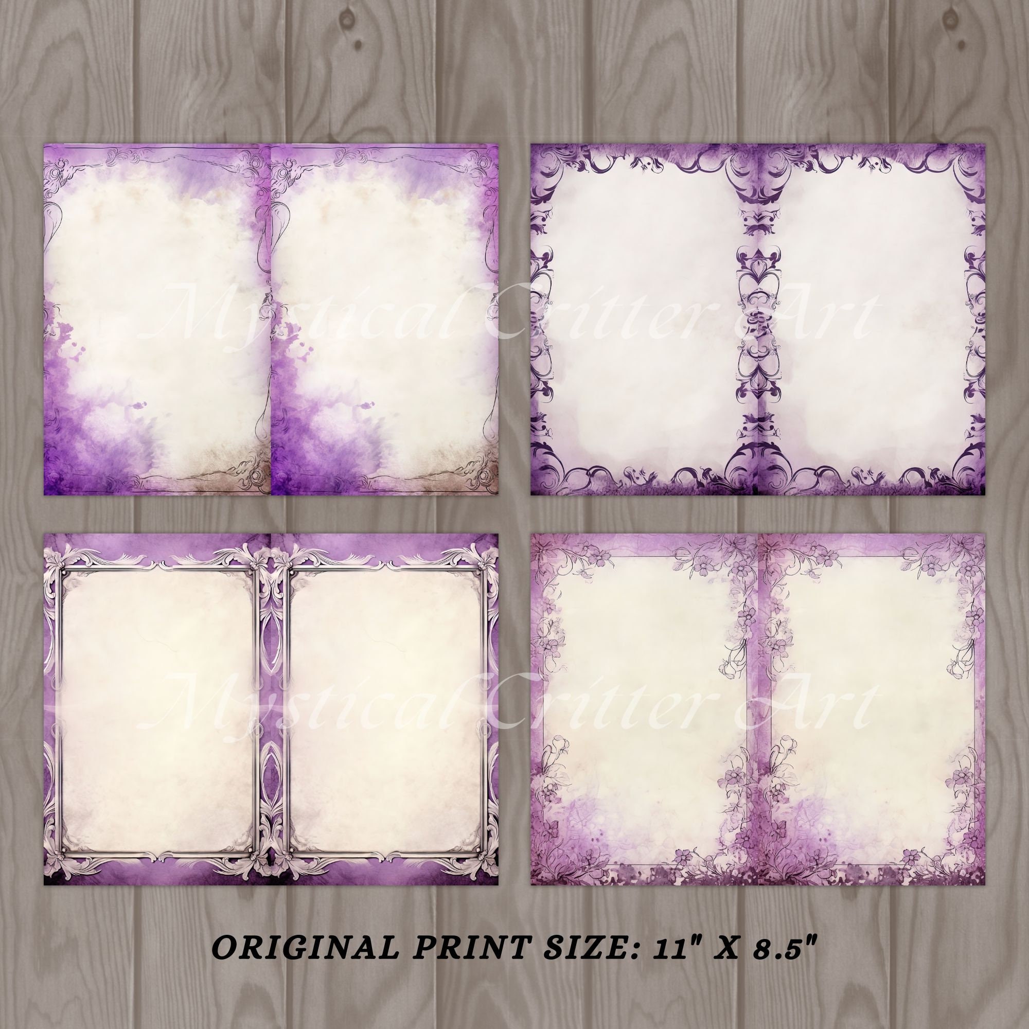 Blank Purple Journal Paper Printable Junk Journal Pages - Etsy