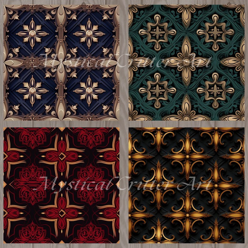 Gothic Cross Digital Paper, Seamless Gothic Cross Pattern Backgrounds ...