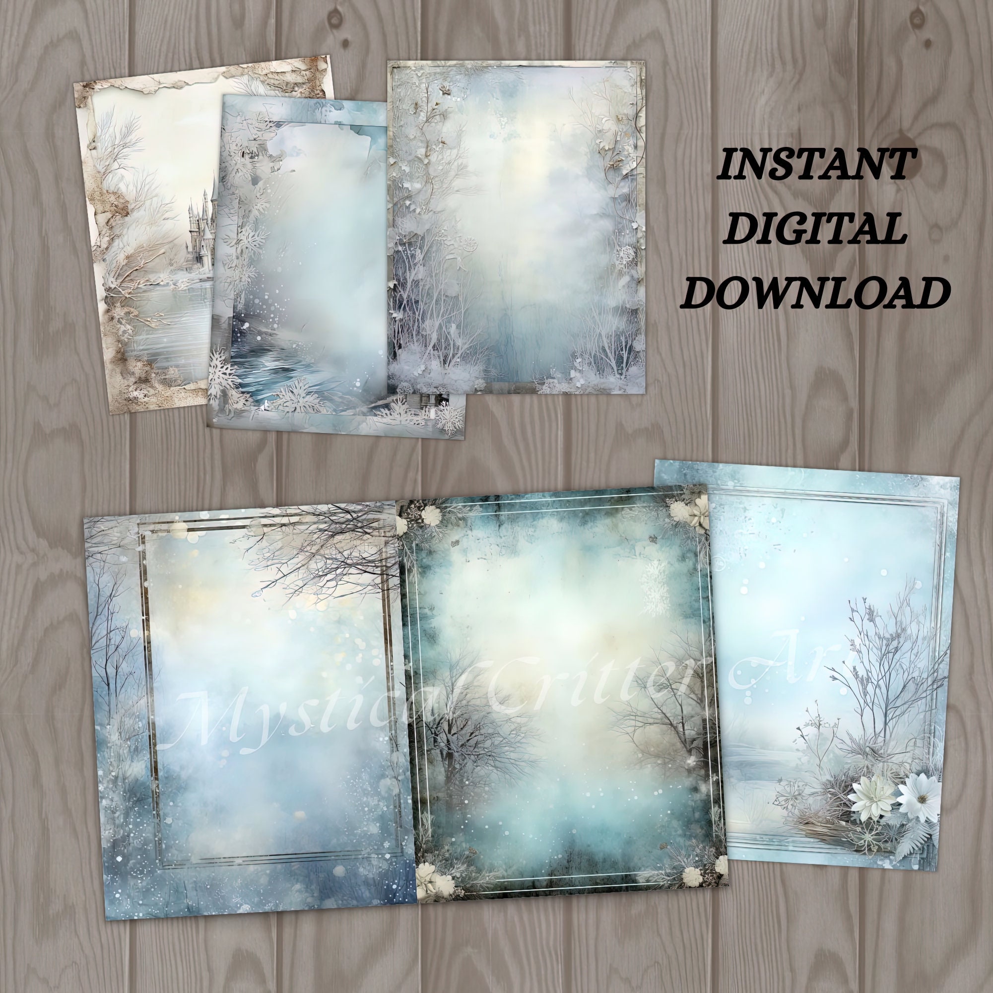 Frosty Reflections Junk Journal Pages Printable DIY - Etsy