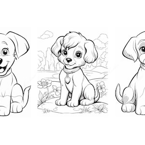 Cute Puppy Coloring Book, Printable Dog Coloring Pages for Adults and ...