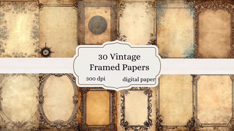Vintage Framed Journal Paper Printable Junk Journal Old Paper Texture ...
