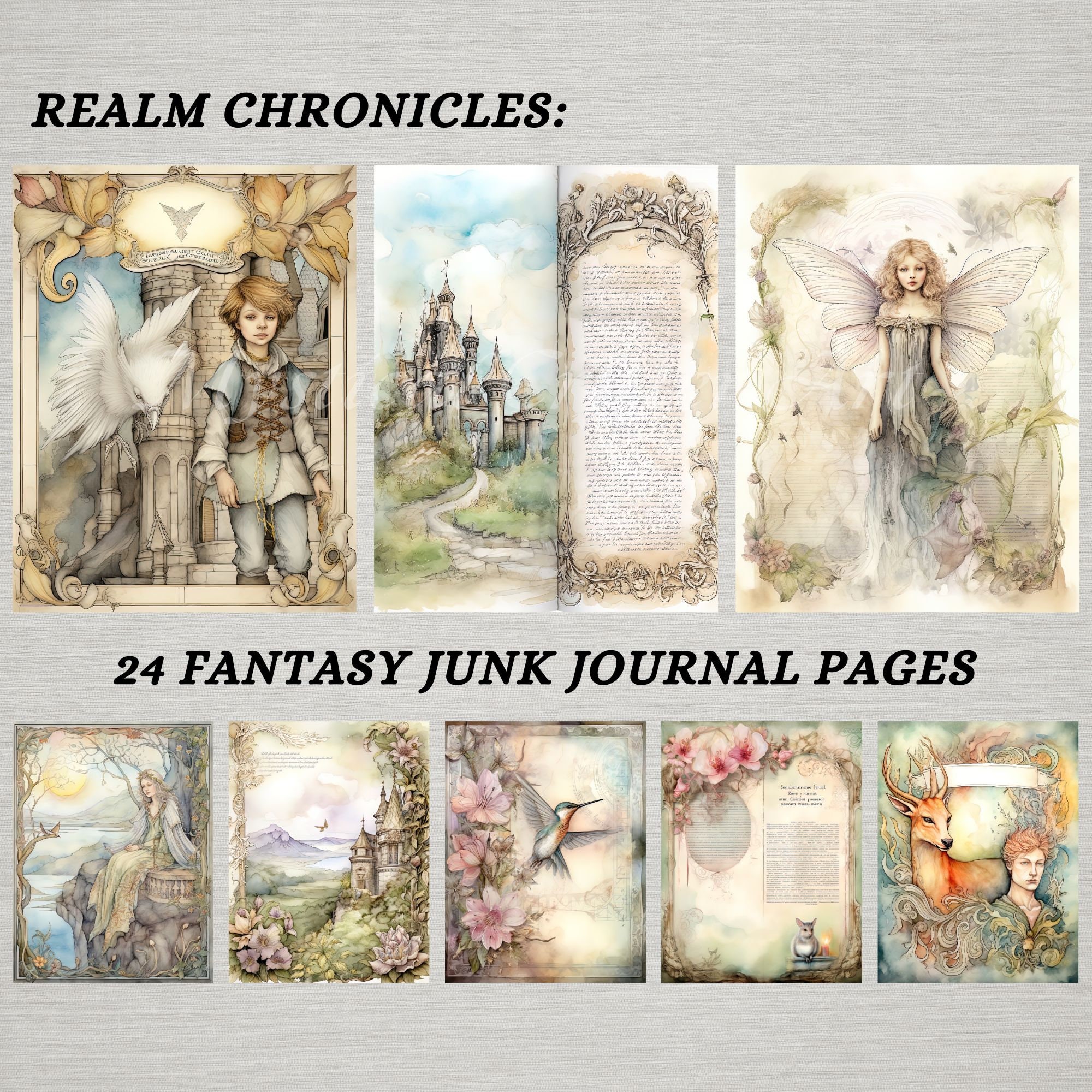 Realm Chronicles Journal Paper Printable Fantasy Junk Journal Pages for ...