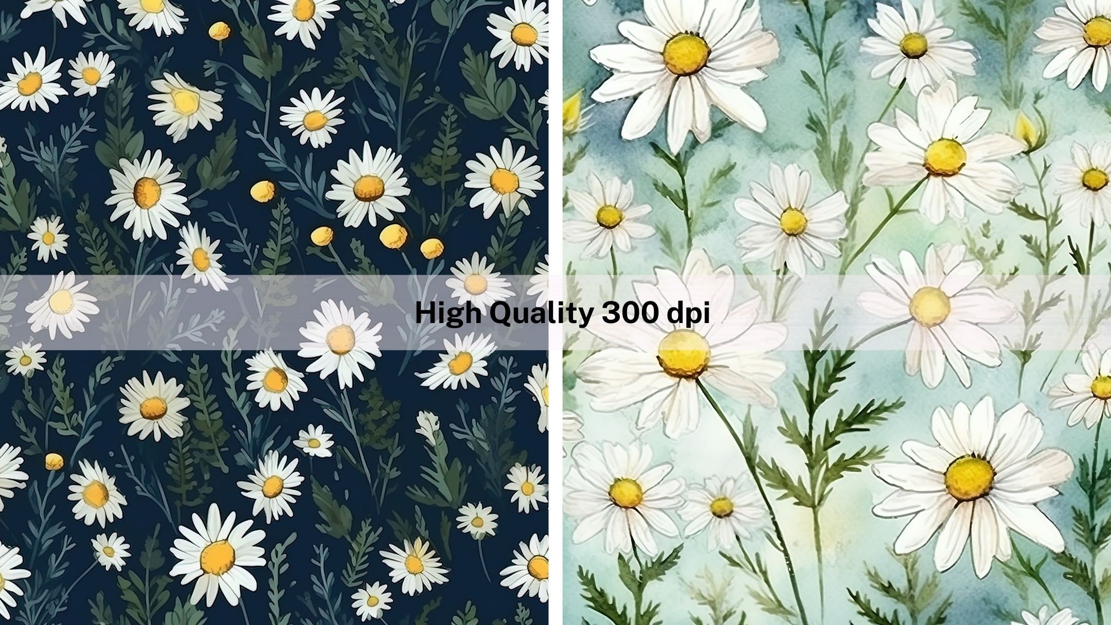 Watercolor Daisy Digital Paper, Watercolor Daisy Backgrounds Printable ...