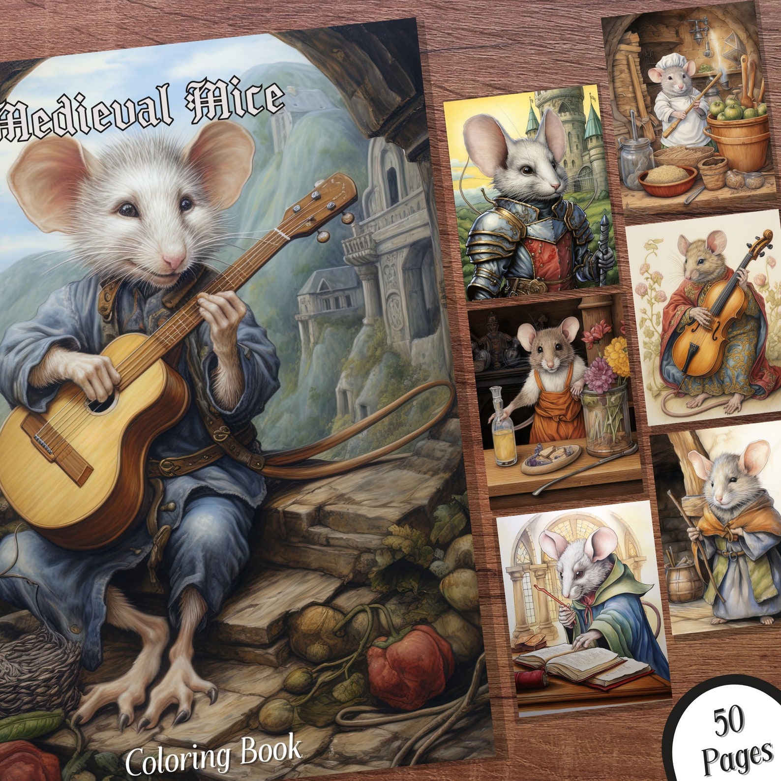 Medieval Mice Coloring Book 50 Coloring Pages for Adults and Kids ...