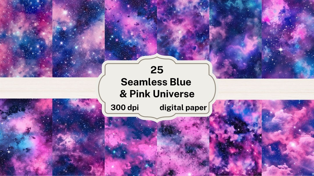 Celestial Dreams - Pink and Blue Galaxy Digital Paper Set, Instant ...