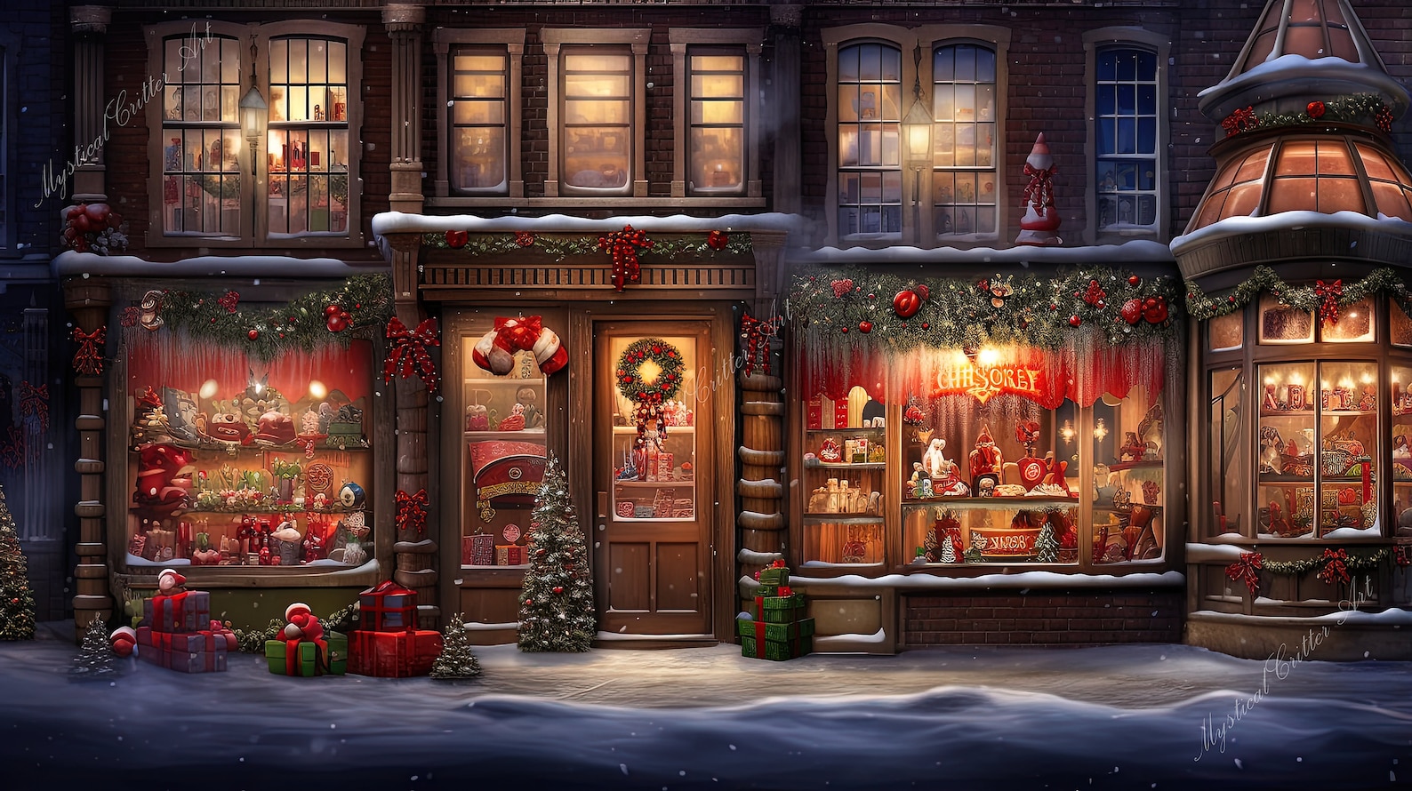 Festive Christmas Store Front Desktop Wallpapers, Instant Digital ...