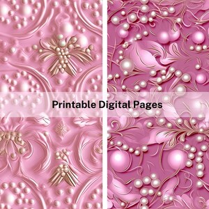 Pink Pearl Digital Paper, Seamless Pearl Pattern Backgrounds Printable ...