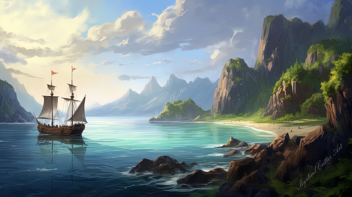 Arrr-mazing Pirate Ship Desktop Wallpapers Instant Download - Etsy