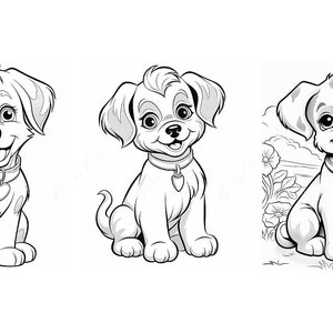 Cute Puppy Coloring Book, Printable Dog Coloring Pages for Adults and ...
