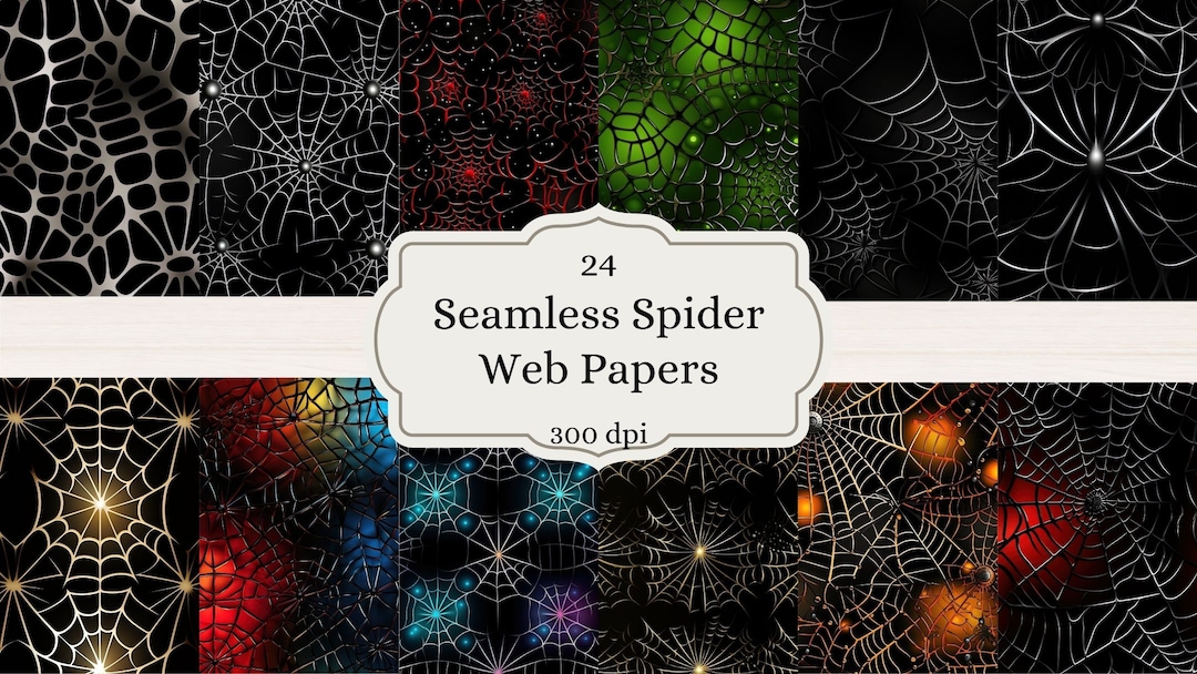 Spider Web Digital Paper, Seamless Spider Web Pattern Backgrounds ...