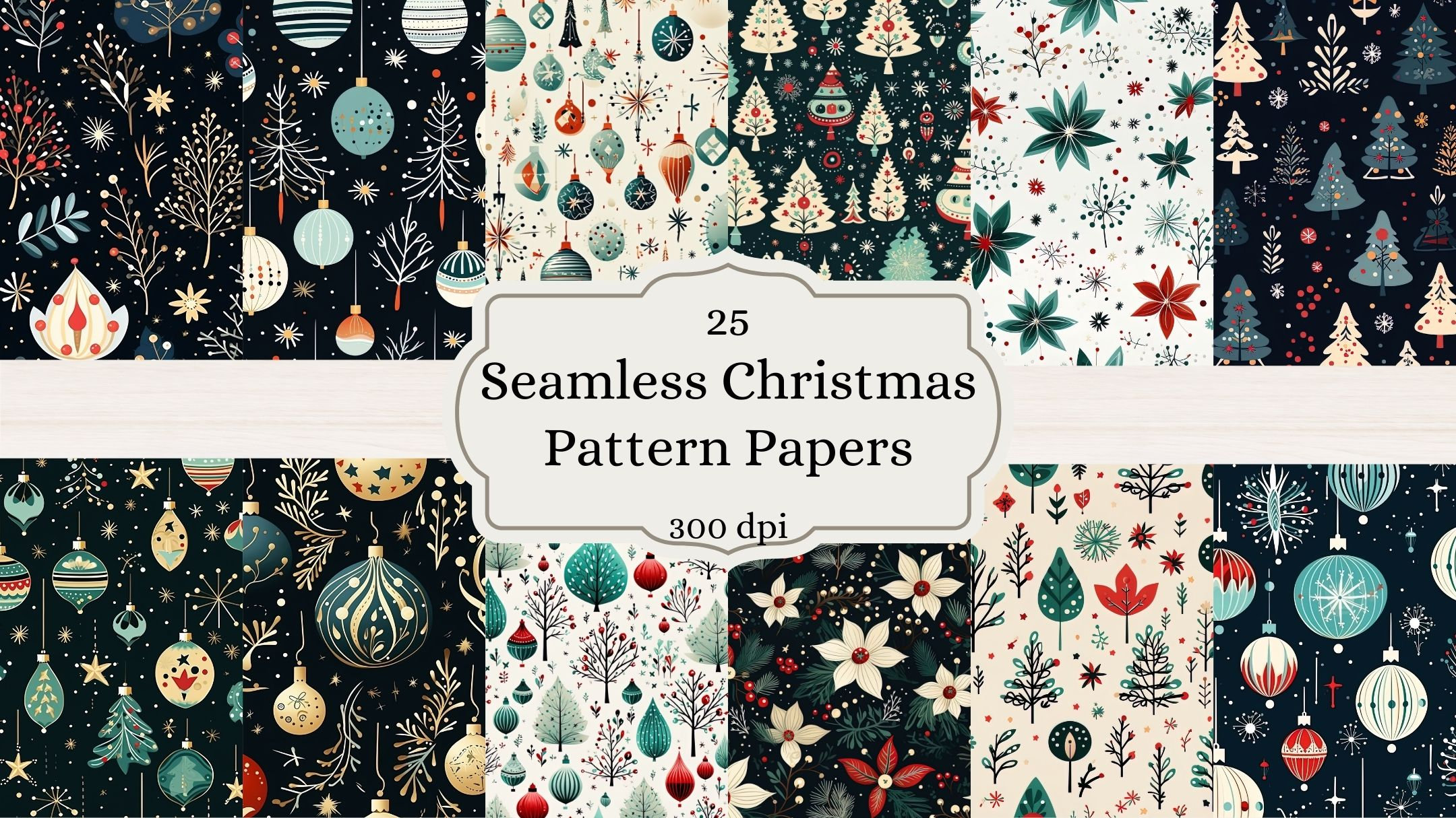 Christmas Digital Paper, Seamless Christmas Pattern Backgrounds ...