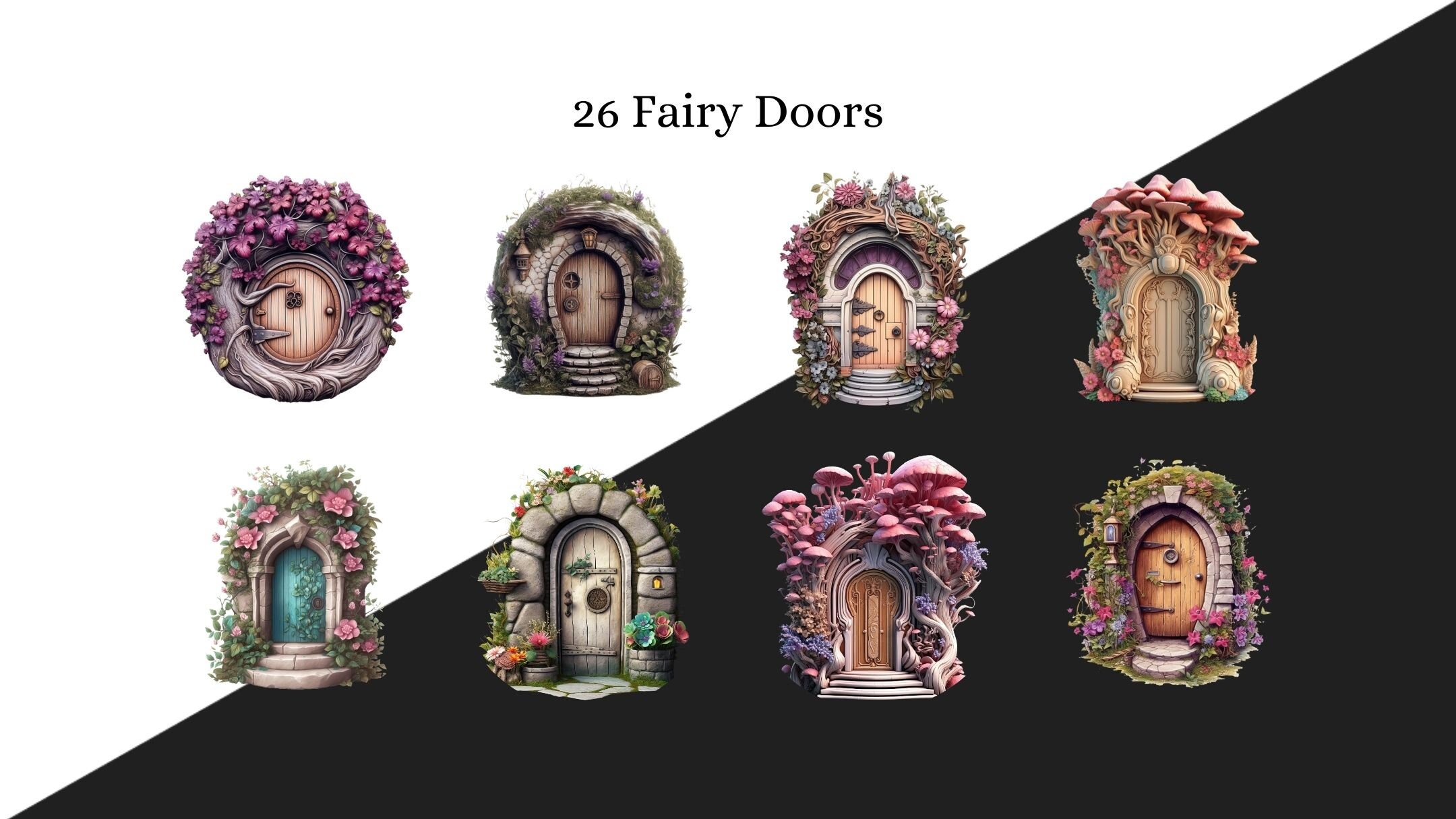 Fairy Doors Clipart Fantasy Fairy Magic Door Clip Art PNG - Etsy