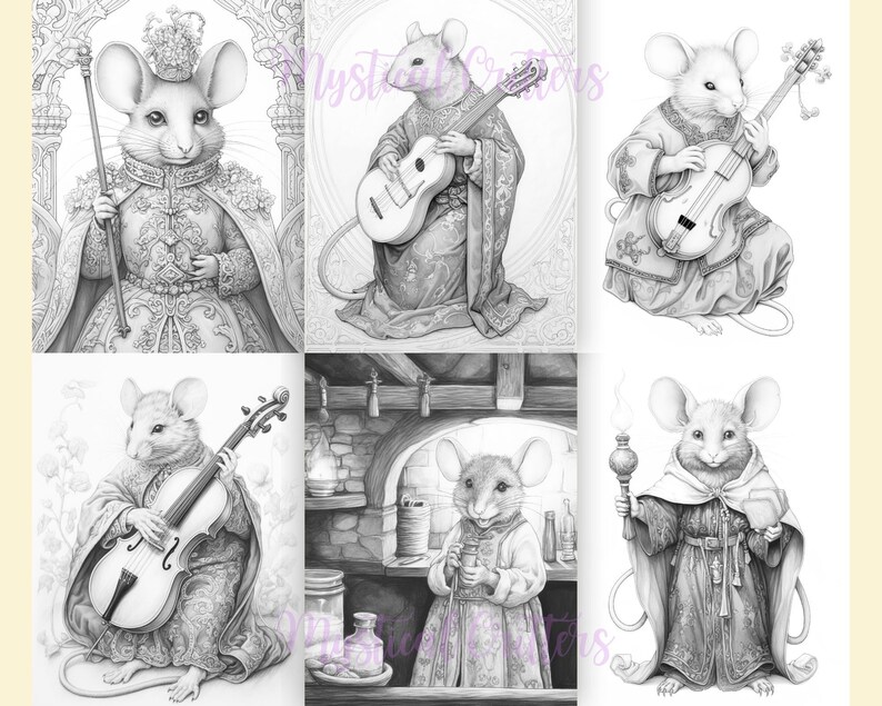 Medieval Mice Coloring Book 50 Coloring Pages for Adults and - Etsy
