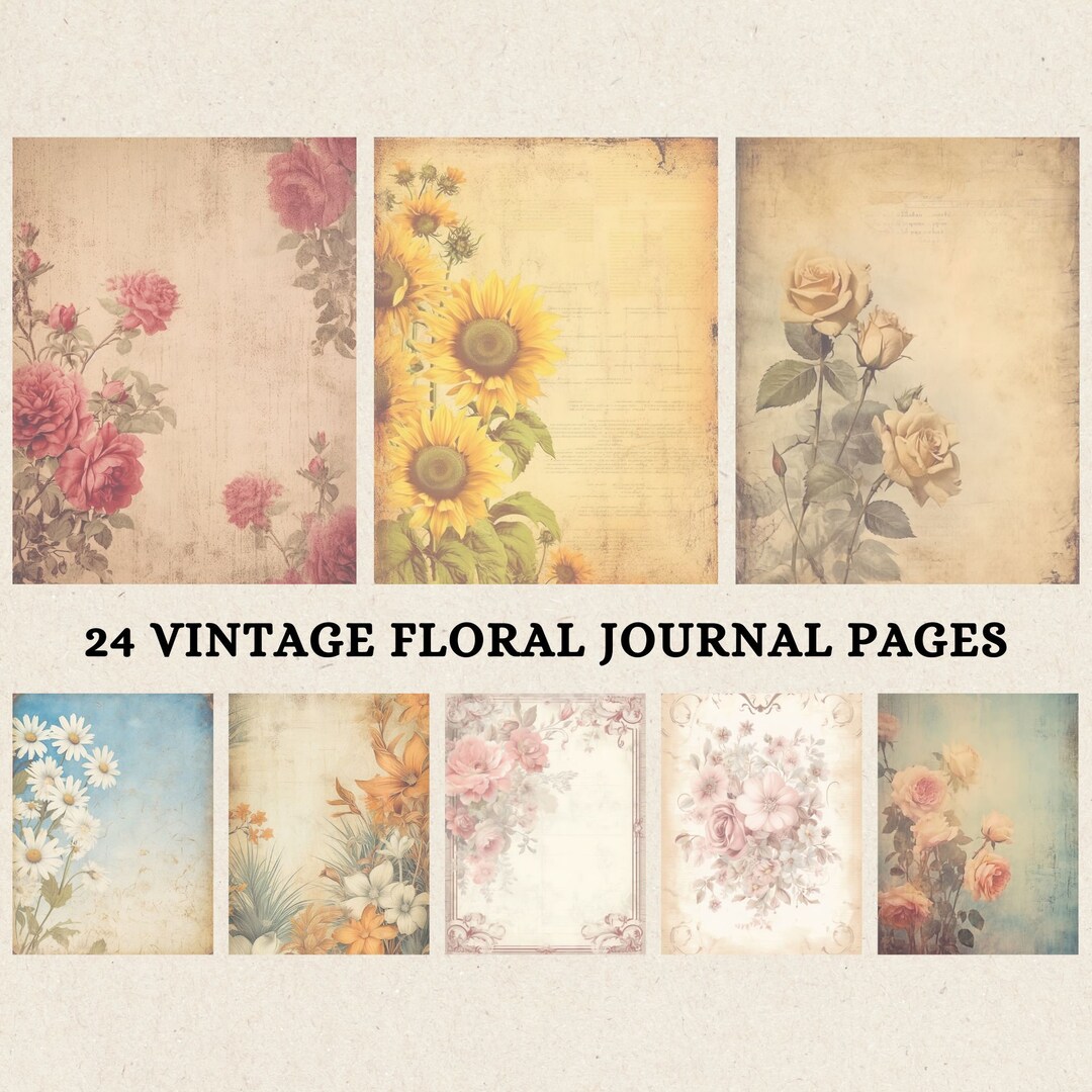 Vintage Floral Journal Paper Scrapbooking Junk Journal Pages Printable ...