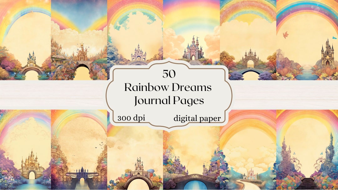 Rainbow Dream Journal Kit, Junk Journal Pages With Ephemera and Tags ...