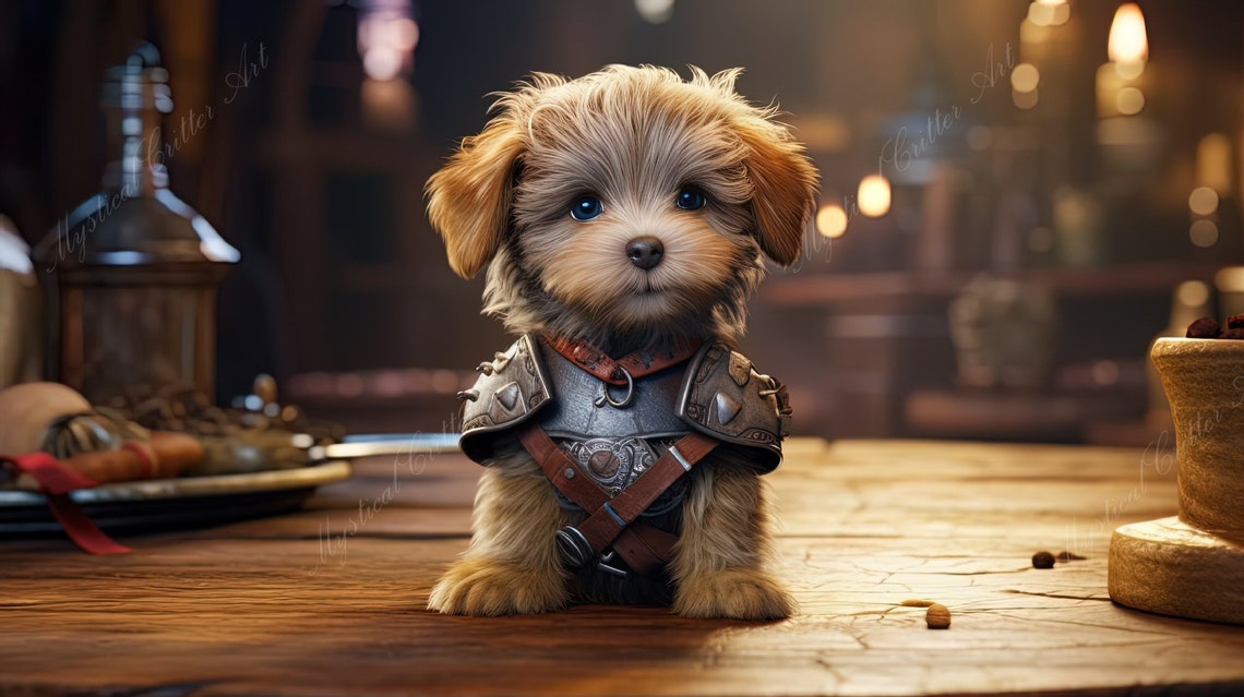 Medieval Puppy Fantasy Digital Images Desktop Background - Etsy