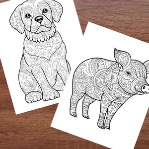 Farm Animal Mandala Coloring Book - 35 Grayscale Printable Adult ...