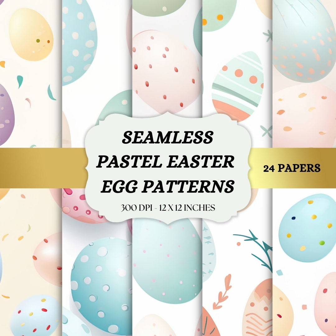Pastel Easter Egg Digital Paper, Seamless Easter Pattern Backgrounds ...