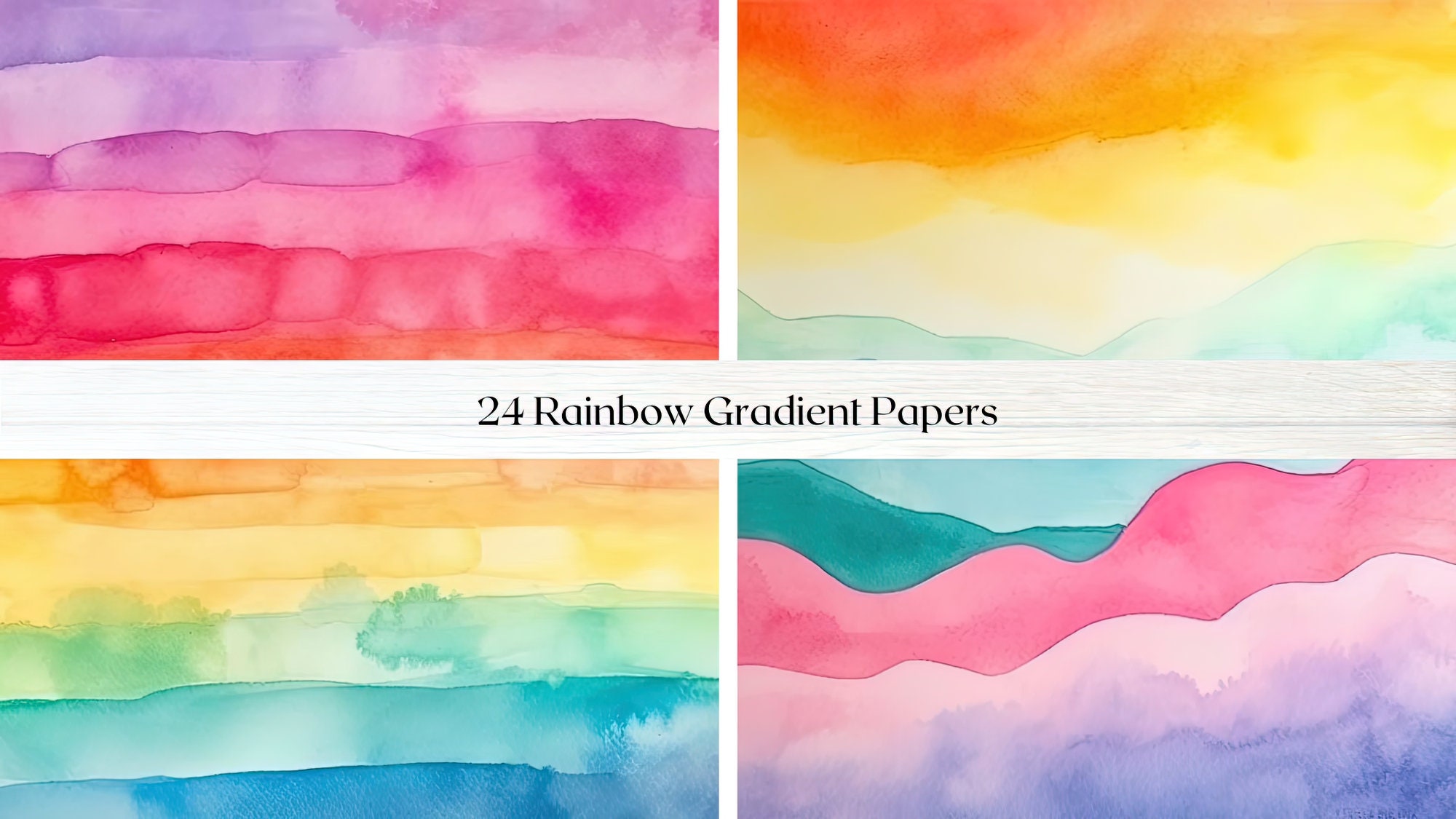 Rainbow Watercolor Digital Paper Rainbow Gradient Paper - Etsy