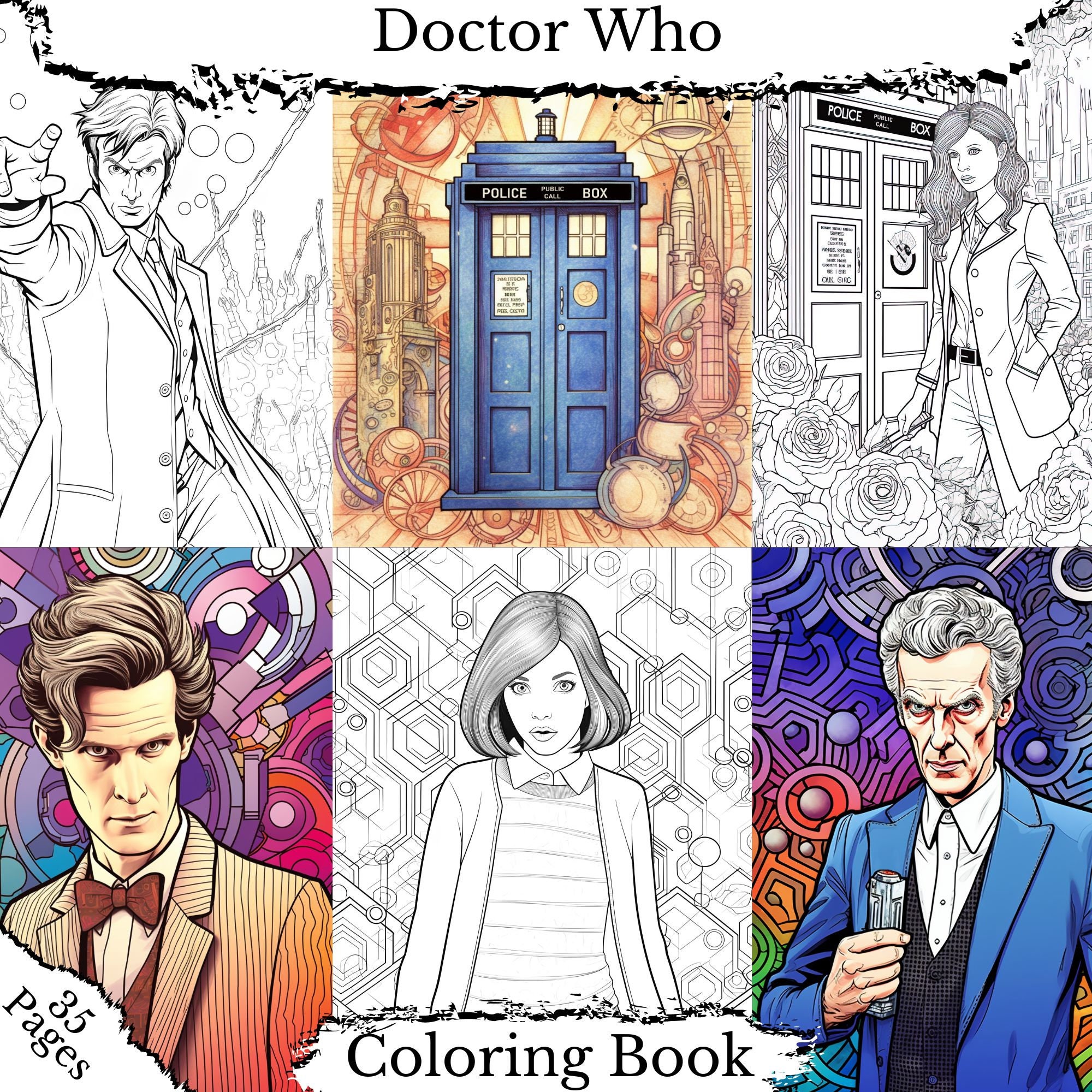 Simple Tardis Coloring Page