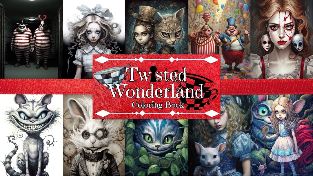 Twisted Wonderland Coloring Book 40 Grayscale Printable - Etsy