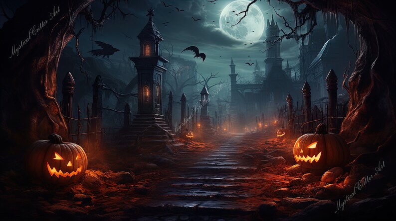 Haunted Halloween Vibes: High-quality Desktop Wallpaper Instant ...