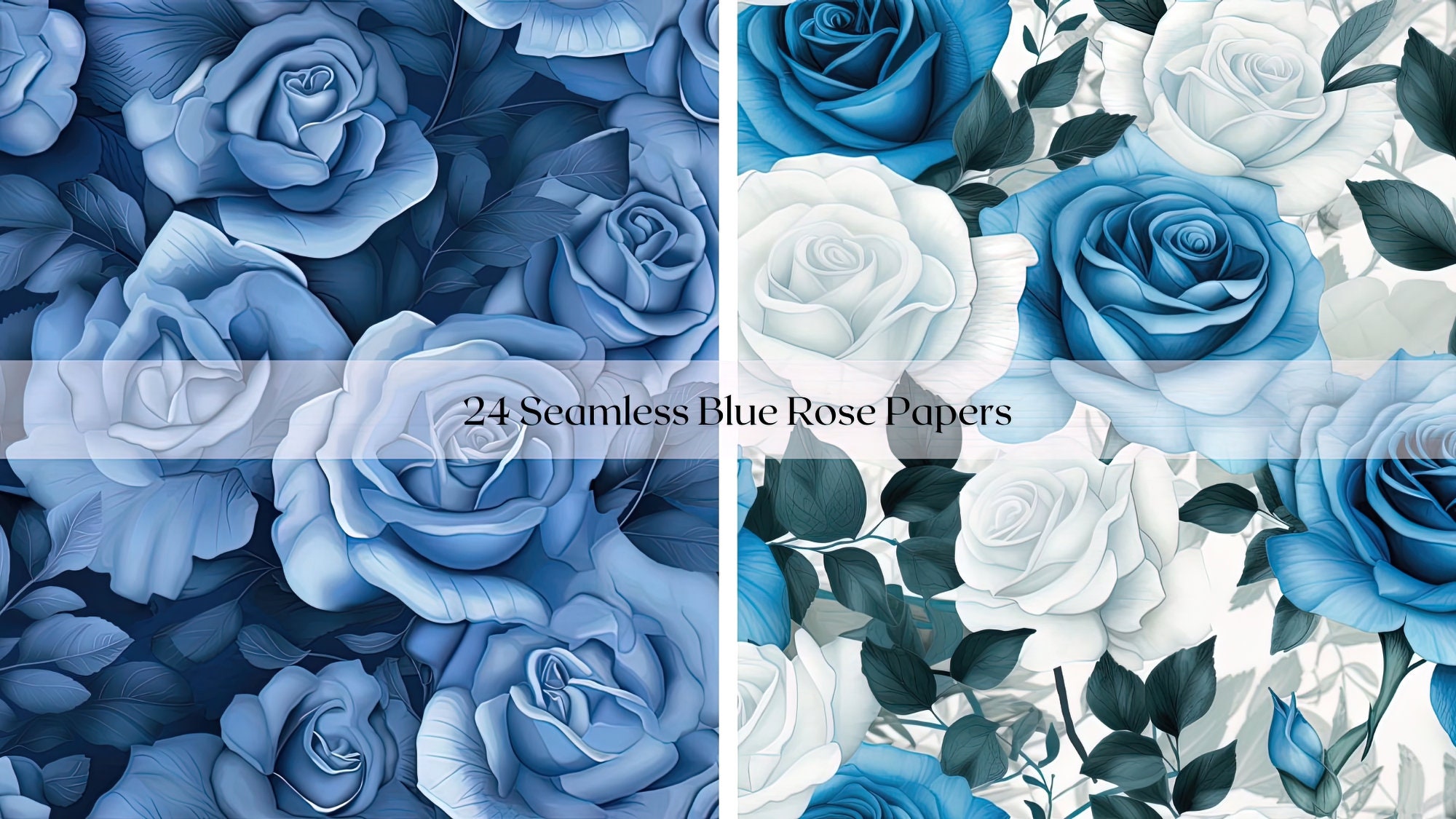 Blue Floral Digital Paper Seamless Backgrounds Blue Rose - Etsy