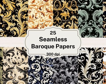 Baroque Delicacy Pattern Seamless Digital Papers Printable Scrapbook ...