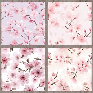 Pink Cherry Blossom Digital Paper, Seamless Cherry Blossom Pattern ...