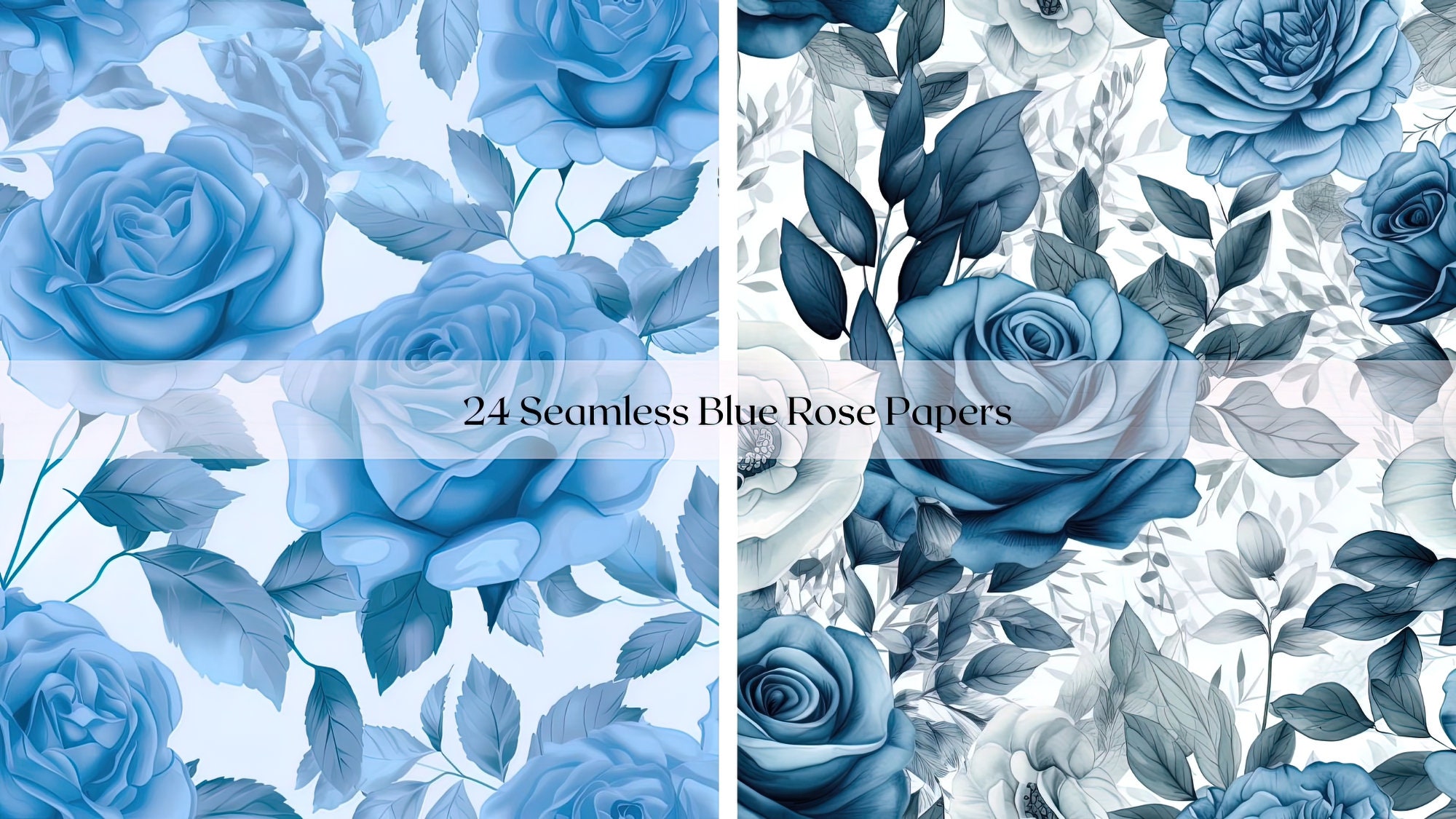 Blue Floral Digital Paper Seamless Backgrounds Blue Rose - Etsy