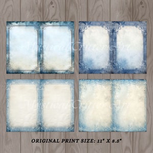 Blank Blue Journal Paper, Printable Junk Journal Pages 11x8.5 Inch ...