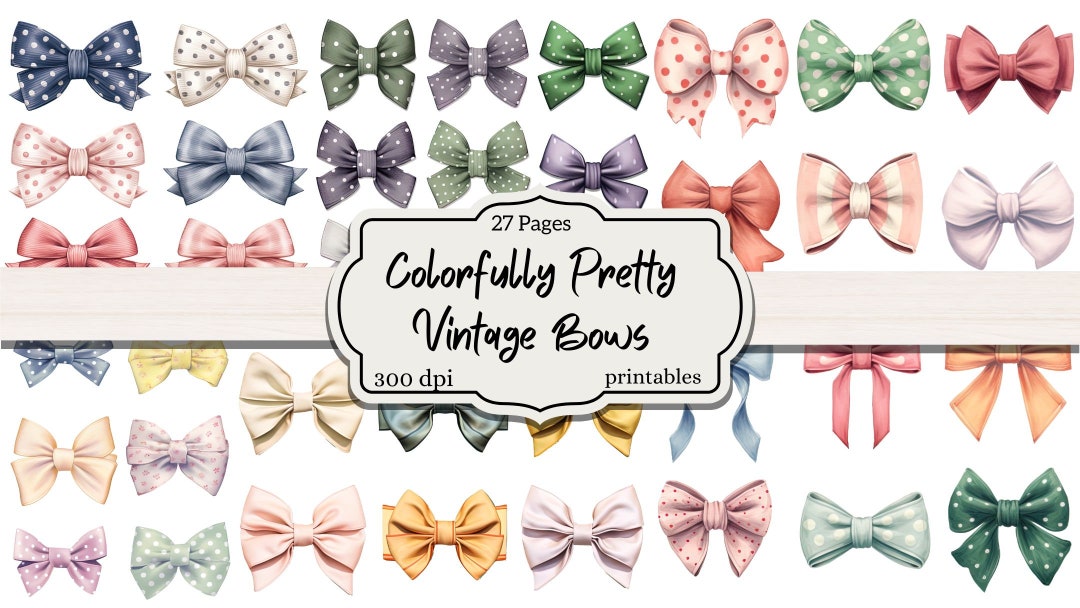 Vintage Bows Printable Junk Journal Sheets Scrapbook Pages, Instant ...