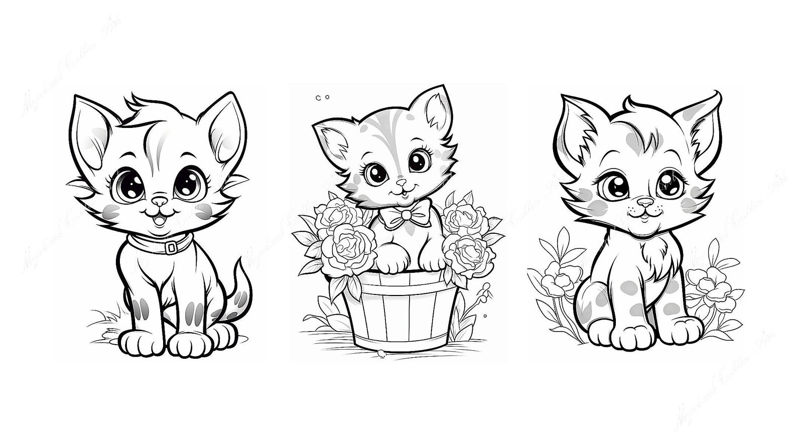 Cute Kitten Coloring Book, Printable Cat Coloring Pages for Adults and ...