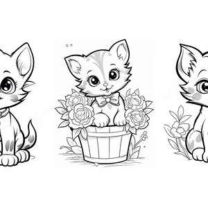 Cute Kitten Coloring Book, Printable Cat Coloring Pages for Adults and ...