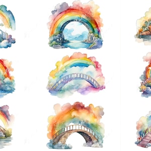 Watercolor Rainbow Bridge Clipart, Bridge Clip Art Instant Download for ...