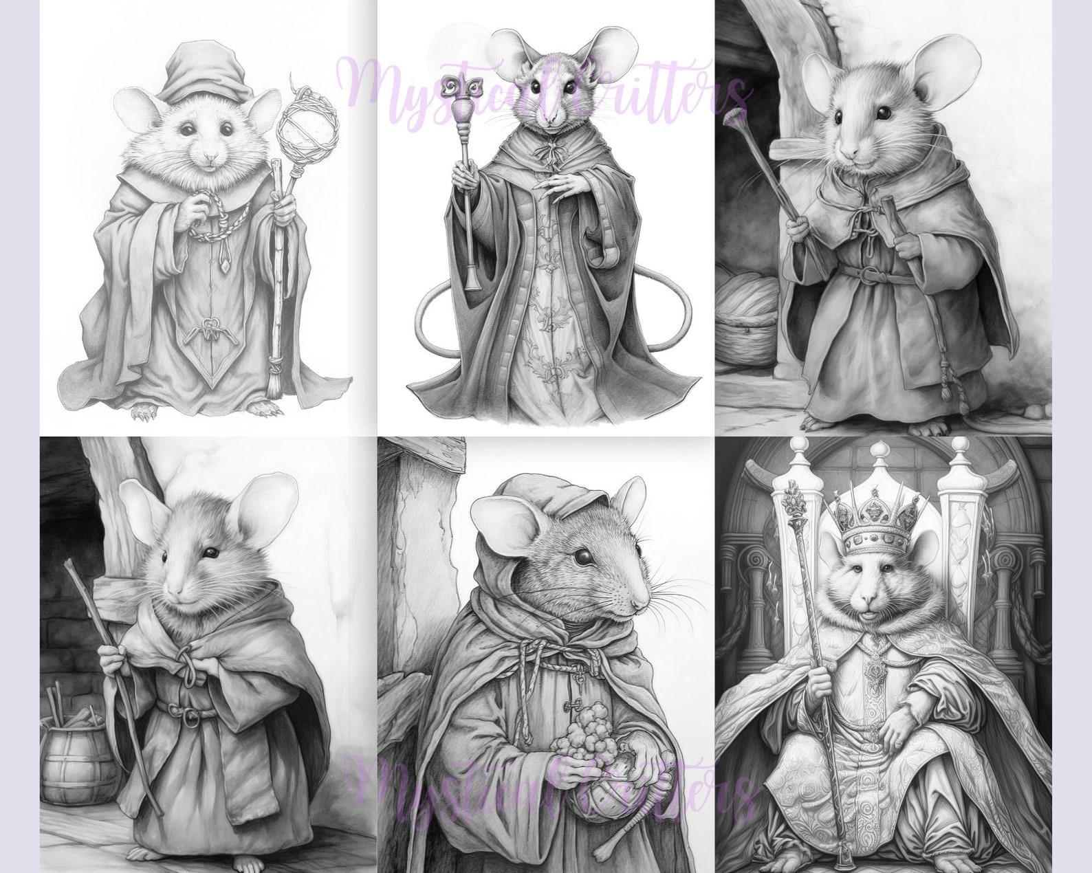Medieval Mice Coloring Book 50 Coloring Pages for Adults and - Etsy