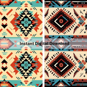 Navajo Inspired Digital Paper, Seamless Pattern Backgrounds Printable ...