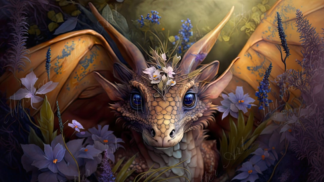 5 Garden Dragon Digital Desktop Backgrounds, Downloadable Fantasy ...