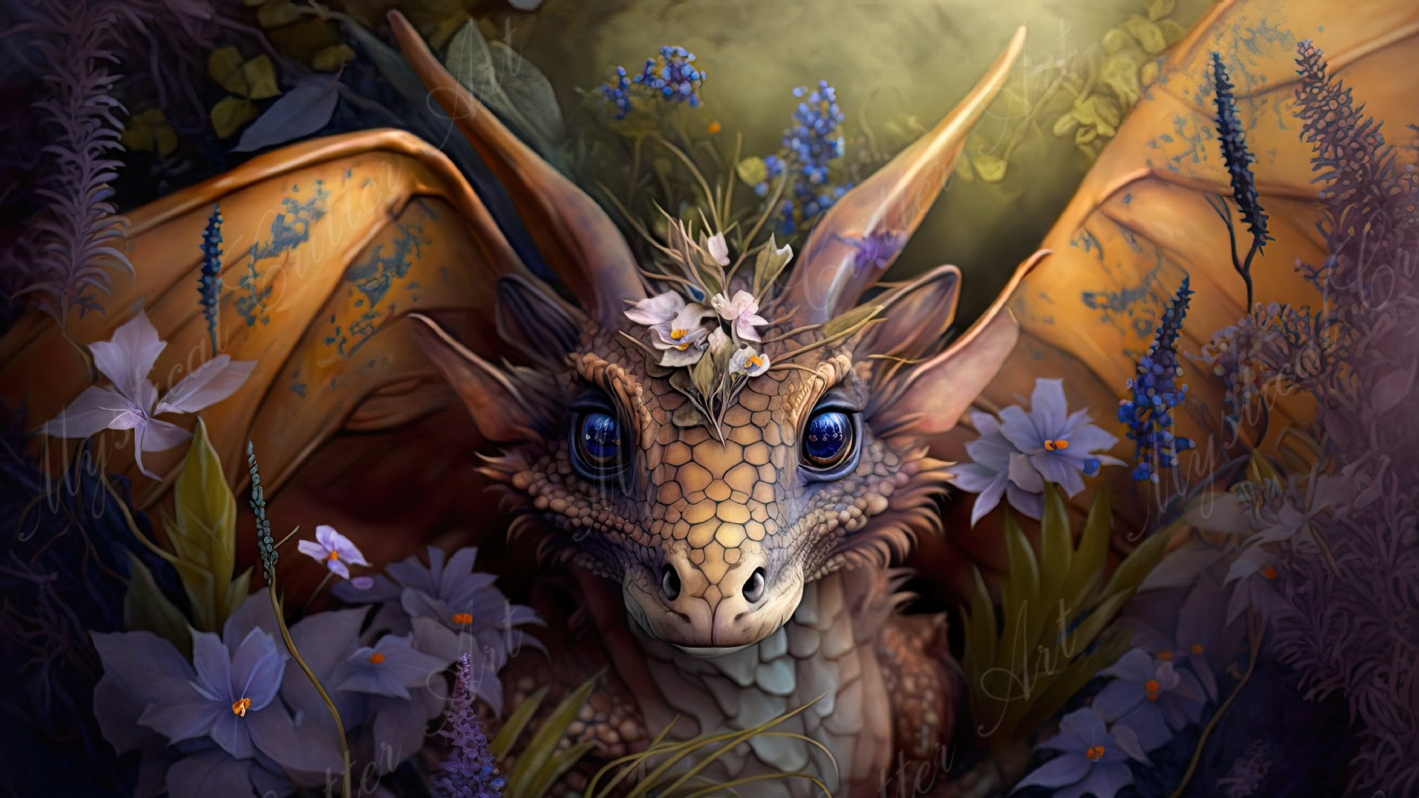 5 Garden Dragon Digital Desktop Backgrounds, Downloadable Fantasy ...