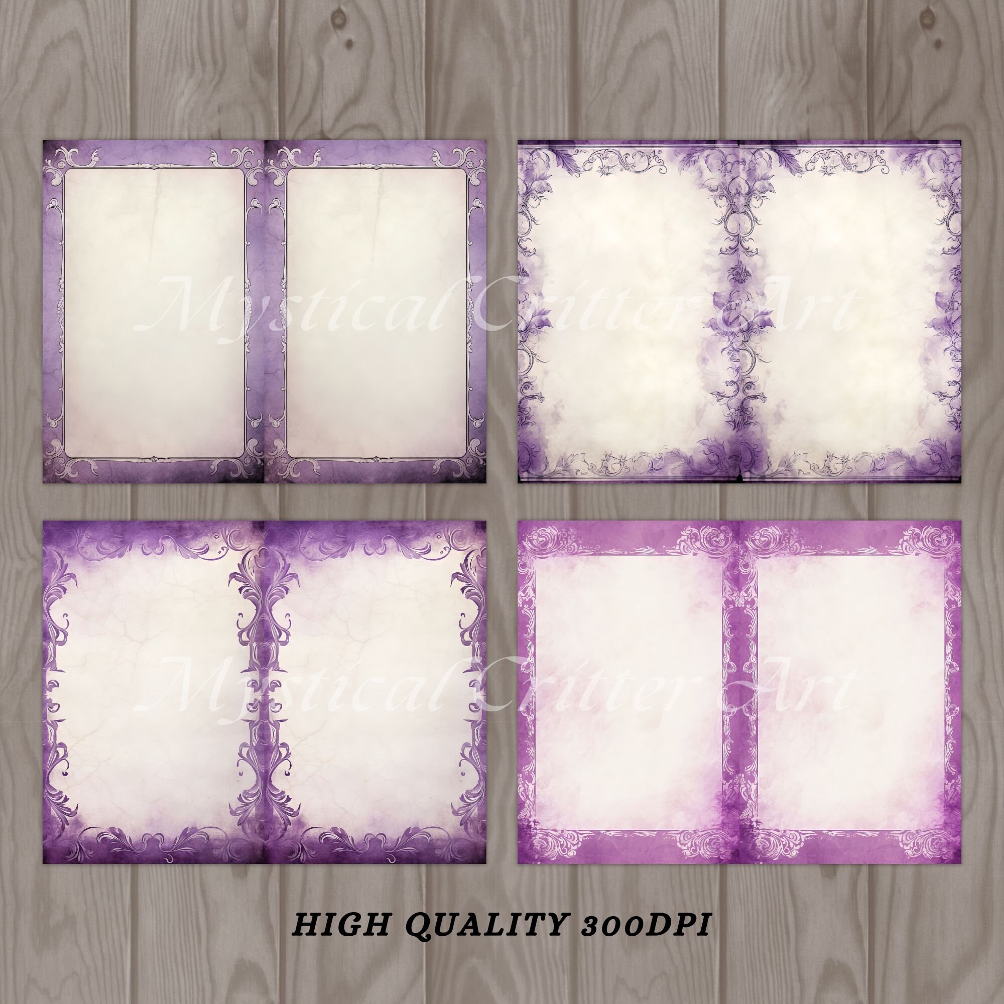 Blank Purple Journal Paper Printable Junk Journal Pages - Etsy