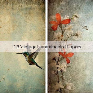 Vintage Hummingbird Junk Journal Pages: Old Paper Textures | Printable ...
