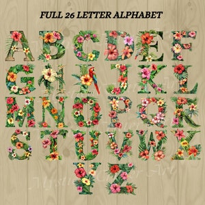 Tropical Alphabet Clipart - 104 Transparent Letters, Instant Download ...