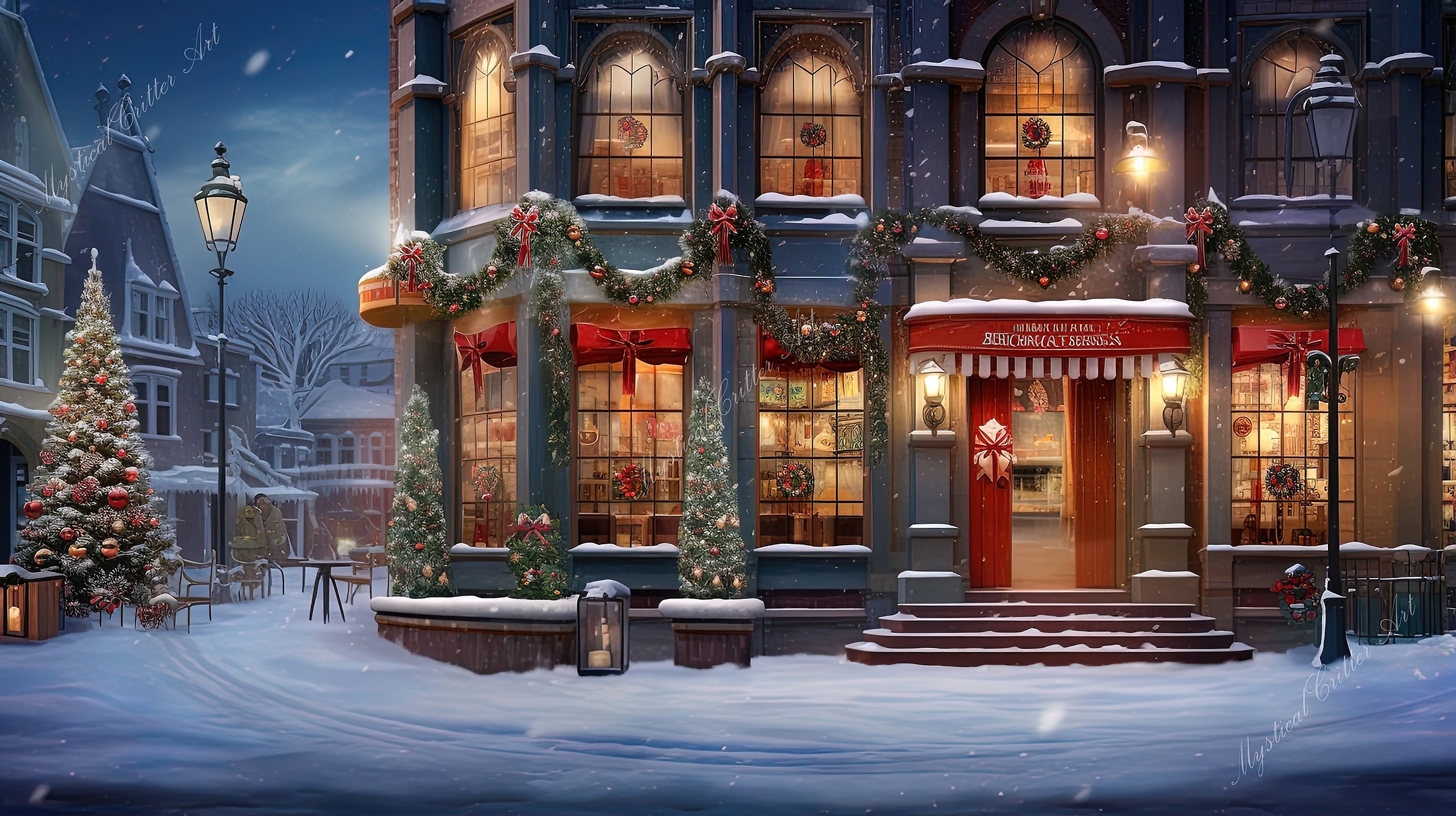 Festive Christmas Store Front Desktop Wallpapers, Instant Digital ...