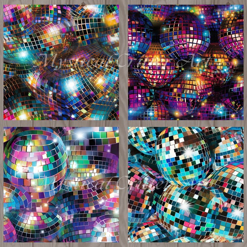 Disco Ball Digital Paper, Seamless Disco Pattern Backgrounds Printable ...