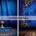 Luxury Royal Blue Digital Paper, Blue and Gold Ornate Curtain ...