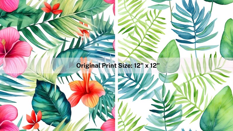 Watercolor Jungle Digital Paper, Seamless Pattern Backgrounds Printable ...