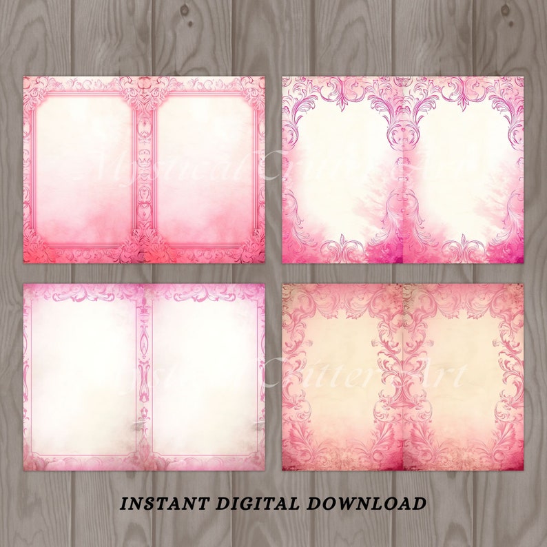 Blank Pink Journal Paper Printable Junk Journal Pages 11x8.5 - Etsy