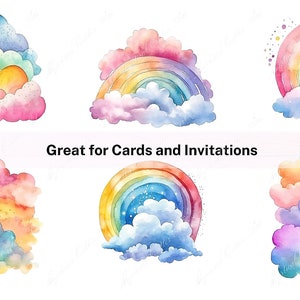 Watercolor Rainbow Cloud Clipart, Watercolor Texture, Rainbow Clip Art ...